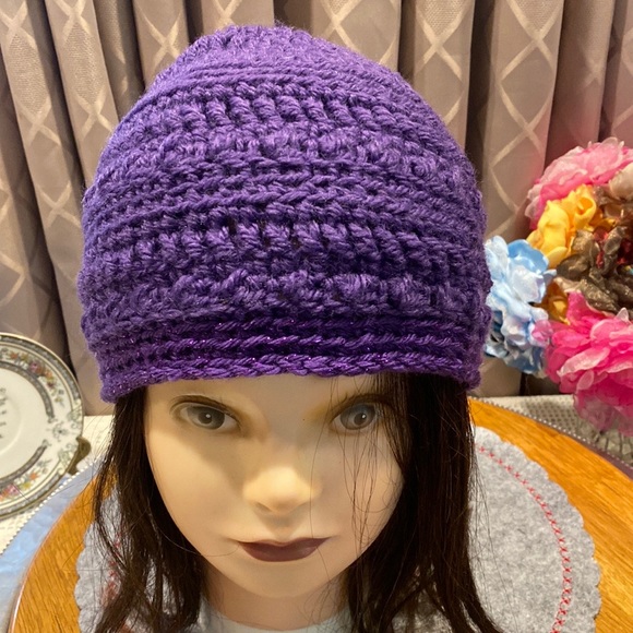 Hand Crafted | Accessories | Handmade Crochet Hatbeanie Lxl Dark Purple ...